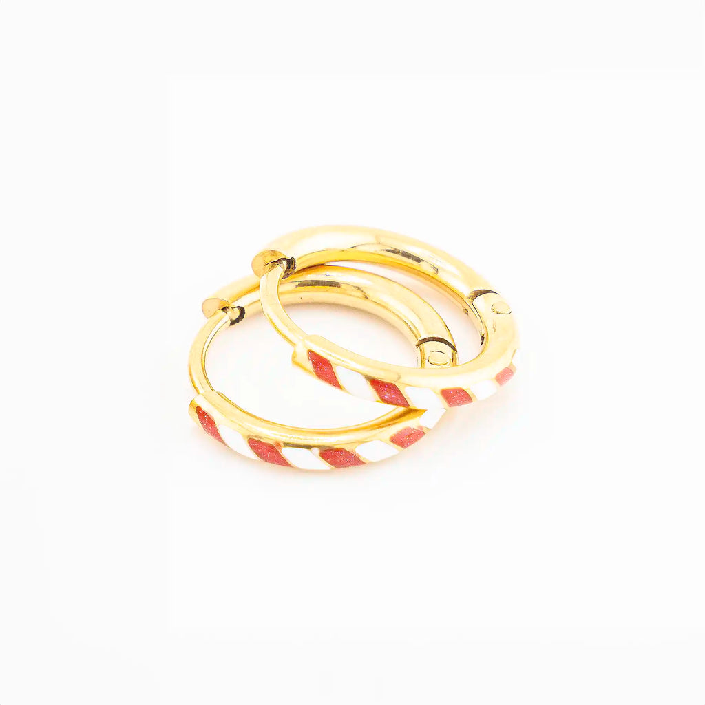 Candy Cane 10mm Huggie Hoops – Merigold Kids
